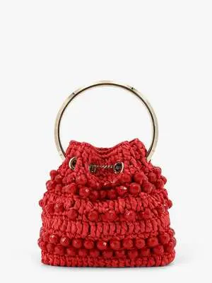 JIMMY CHOO Bon Bon Raffia Bucket Bag With Beading - Multicolor