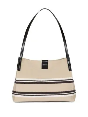 Balmain Small Canvas And Leather Tote