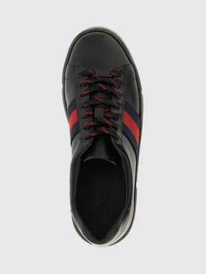 Gucci Web" Stripe Leather Sneakers