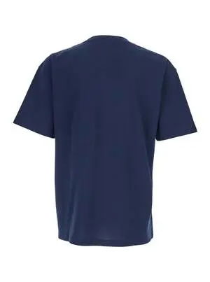 Saint Laurent Blue T-shirt With Round Neck And Short Sleeves In Cotton For - Multicolor