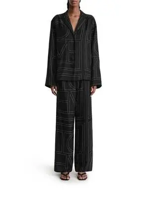 TOTEME Silk Monogram Trousers - Multicolor