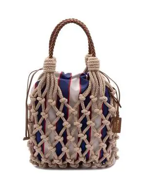 Prada Cotton And Leather Handbag