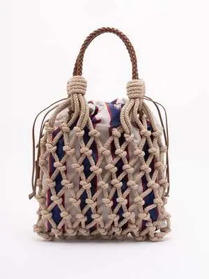Prada Cotton And Leather Handbag