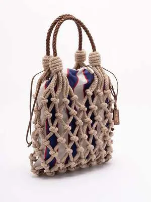 Prada Cotton And Leather Handbag