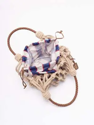 Prada Cotton And Leather Handbag
