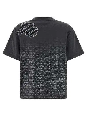 Balenciaga Cursive Logo Print T-shirt - Black