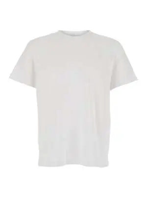 Saint Laurent Saint Laurent Men White Crew Neck T-Shirt With Embroidered Logo On The Back In Cotton For Men White