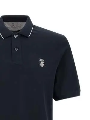 Brunello Cucinelli Stretch Jersey Polo Shirt - Blue