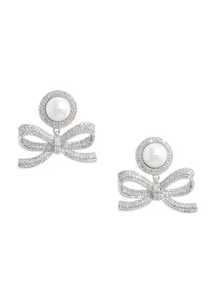SELF-PORTRAIT Pearl Bow Drop Earrings - Multicolor