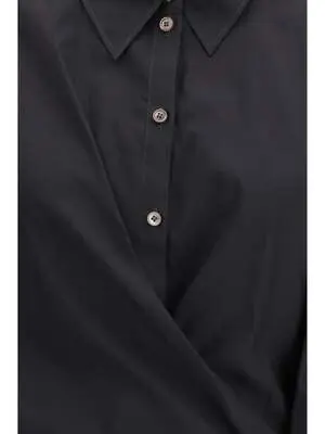 LEMAIRE Cotton Blend Shirt With Twisted Button Closure - Black