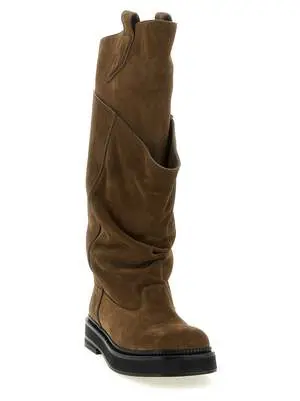 Attico Robin Passeggiata Suede Combat Boots - Brown