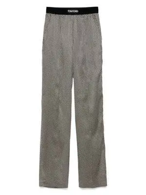 TOM FORD Polka Dot Silk Trousers - Black