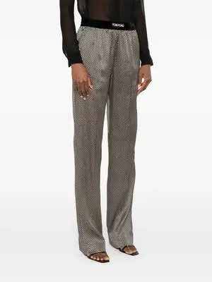 TOM FORD Polka Dot Silk Trousers - Black