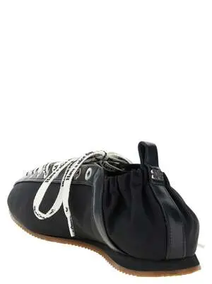 GANNI Sporty Ballet Flats With Leather-effect Details And Lace-up Closure - Black