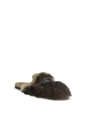 Dolce & Gabbana Sheepskin Mules - Gray