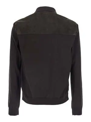 Gucci Leather Jacket With Front Pockets And Contrast Stitching