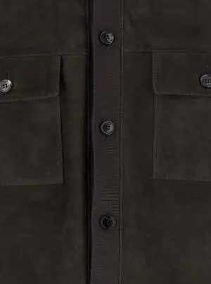Gucci Leather Jacket With Front Pockets And Contrast Stitching