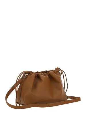 A.p.c. Ninon Crossbody Bag With Drawstring And Logo Lettering In Eco-leather - Brown