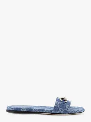 Gucci Gg Denim Sandals With Metal Horsebit - Multicolor