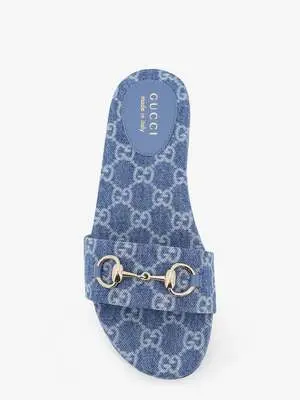 Gucci Gg Denim Sandals With Metal Horsebit - Multicolor