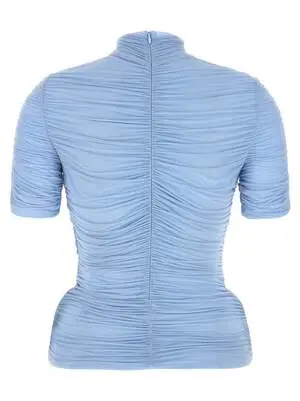 Magda Butrym 06" Stretch Cupro Blend Top With Floral Embellishment - Blue