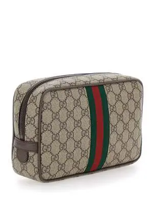 Gucci Ophidia Gg Canvas Clutch With Web Detail