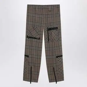 Burberry Cargo Pants In Silk Blend With Check Pattern