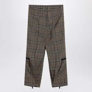 Burberry Cargo Pants In Silk Blend With Check Pattern