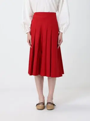 Max Mara Pleated Midi Skirt - Red