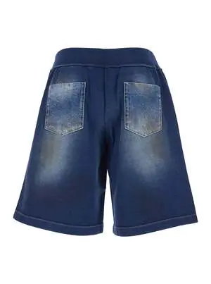Dsquared2 Cotton Shorts With Elastic Waist And Worn Effect - Multicolor