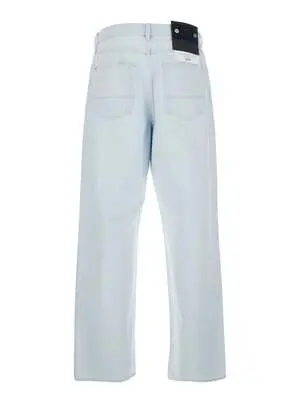 Stone Island Light Wash Denim Jeans With Logo Patch