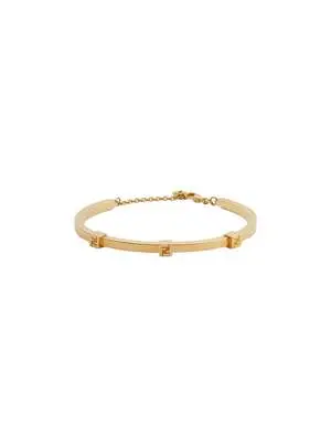 Fendi Gold Rigid Bracelet With Logo Plate - Multicolor