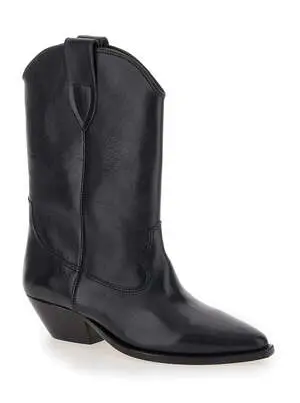 Isabel Marant Étoile Duetro Black Leather Ankle Boots - Multicolor
