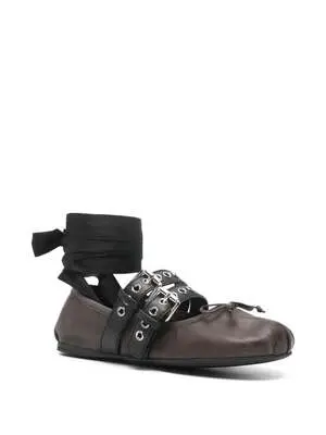 Miu Miu Ballet Flats With Buckled Straps - Multicolor