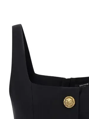 Balmain Wool Brassiere Top With Lion Head Buttons - Multicolor