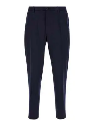 Dolce & Gabbana Blue Wool High Waist Pants - Multicolor