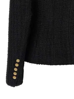Balmain Double-breasted Tweed Blazer With Metal Button Detail
