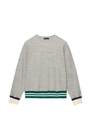 Prada Crewneck Sweatshirt With Striped Ribbed Hem
