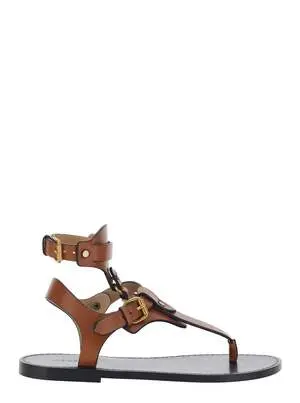 Isabel Marant Étoile Eveena Leather Sandals With Adjustable Buckle Closure - Brown