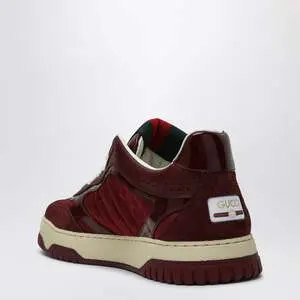 Gucci Re-web Sneakers In Burgundy Gg Fabric - Red
