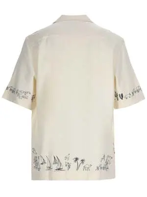 Paul Smith Embroidered Linen Viscose Camp Shirt - Cream