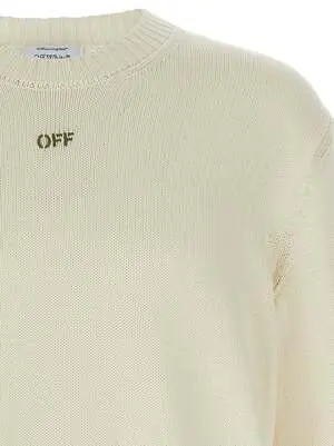 Off-White Diag Outline Knit Sweater - Cream