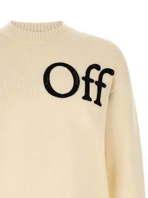 Off-White Bookish Shared" Knitted Cotton Sweater - White