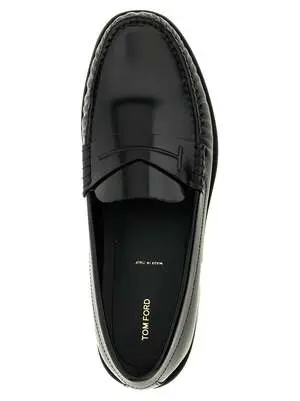 TOM FORD Shiny Leather Loafers With Moc Toe