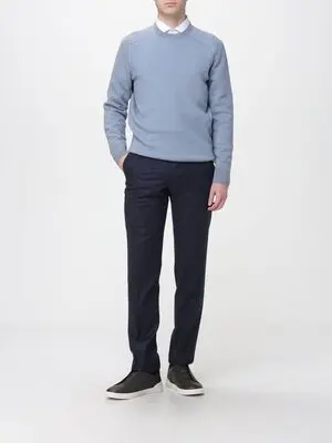 Zegna Navy Wool Tailored Trousers - Blue