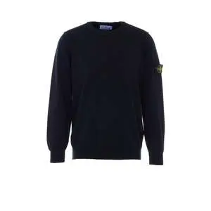 Stone Island Logo Detailed Crew Neck Sweater - Black