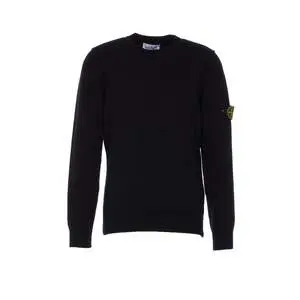 Stone Island Logo Detailed Crew Neck Sweater - Black