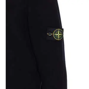 Stone Island Logo Detailed Crew Neck Sweater - Black