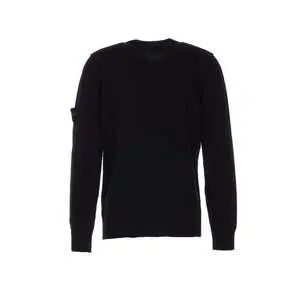 Stone Island Logo Detailed Crew Neck Sweater - Black