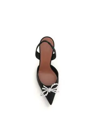 Amina Muaddi Rosie Slingback Pumps With Crystal Embellishment - Black
